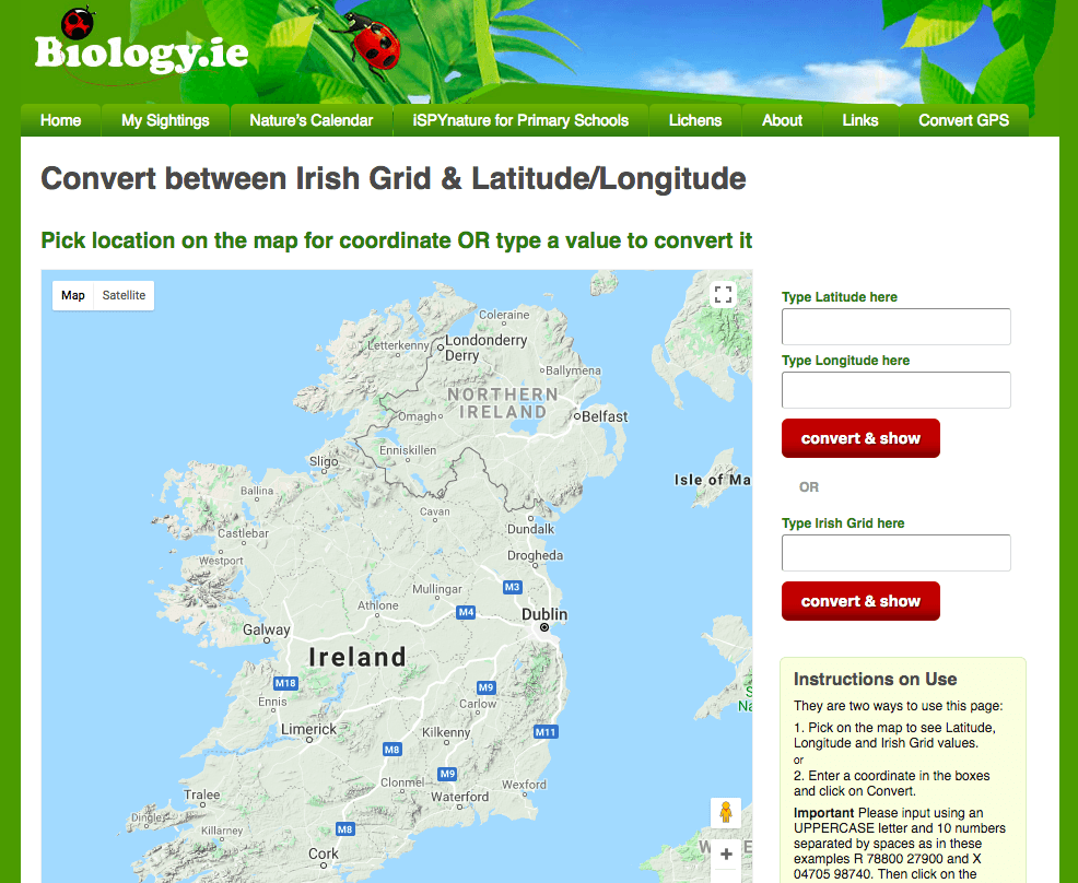 The Irish Grid and Lat/Long conversions | National Botanic Gardens of ...